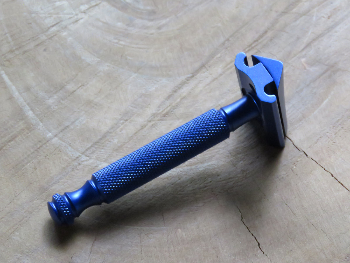 The Alpha Ecliptic Blue Slant Razor - Aluminum 7075 - Anodized Blue ...